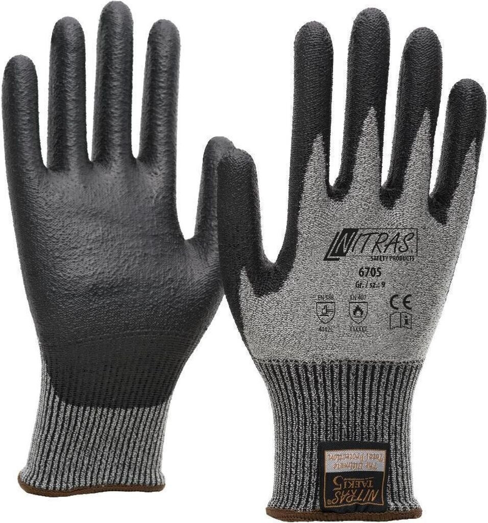 Nitras Schnittschutzhandschuh Taeki 5 PU beschichtet grau schwarz ab 4 ...