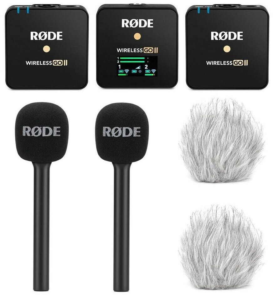Rode Wireless GO II + 2x Interview GO + 2x Windscreen (White) au ...