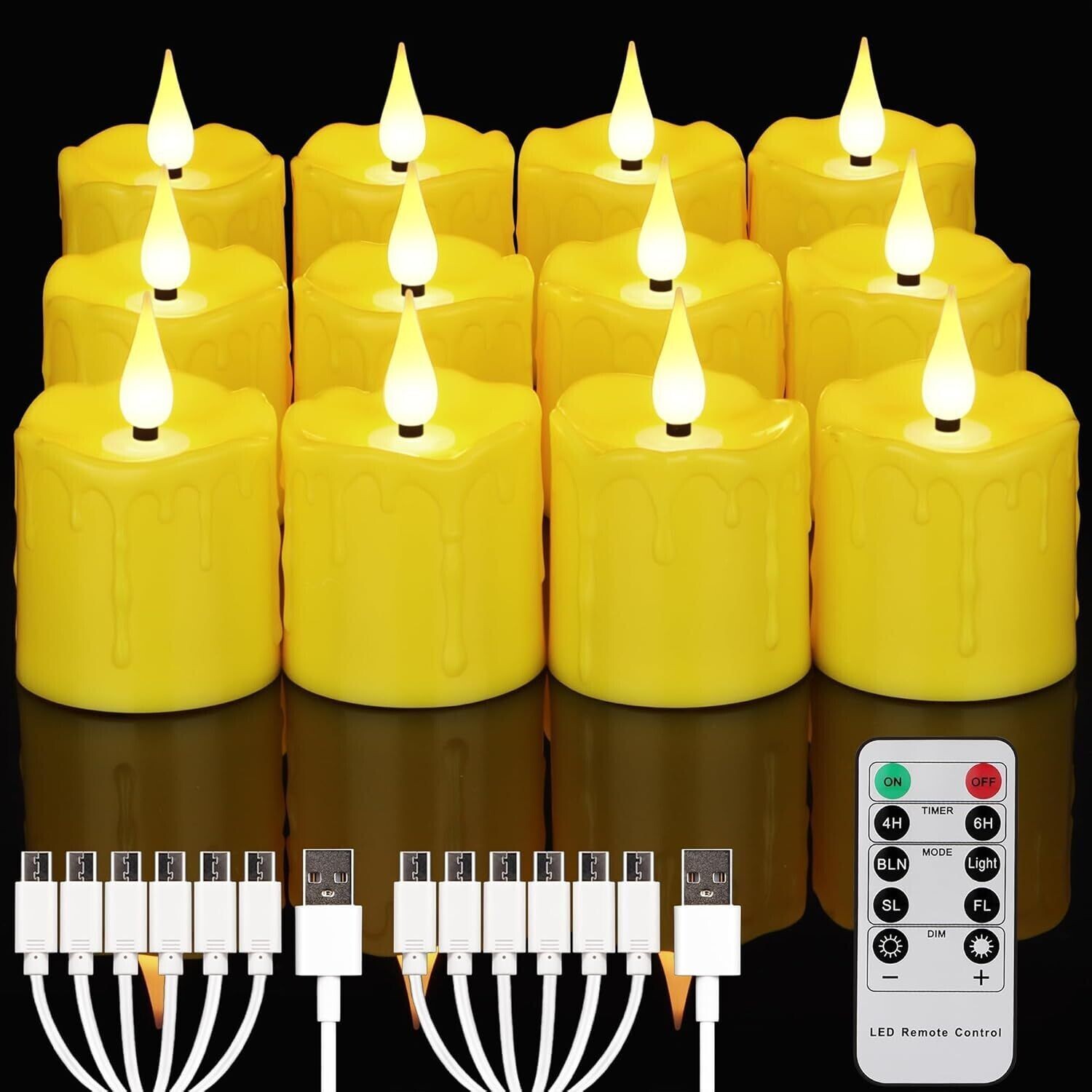 FREEPOWER 12er Gelbe LED Kerzen Wiederaufladbar Ø5x 7.5cm - Wo kaufen ...