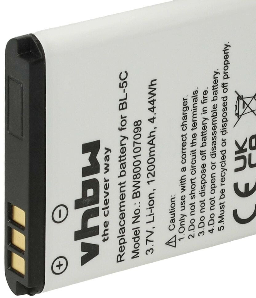 vhbw 5x Akku kompatibel mit Anycool W02 GSM Handy Smartphone Telefon (1200 mAh 3,7 V Li-Ion) ab ...