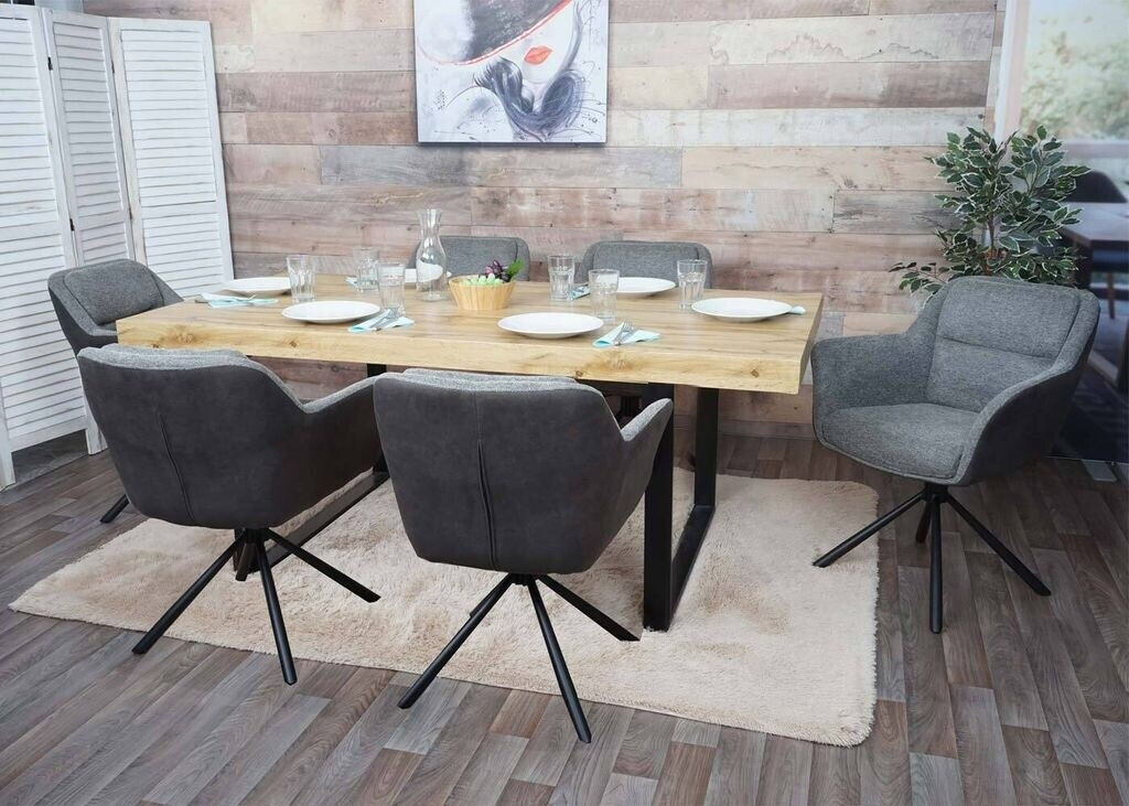 Mendler 6 Set dining room HWC-K33 rotatable fabric/textile synthetic ...