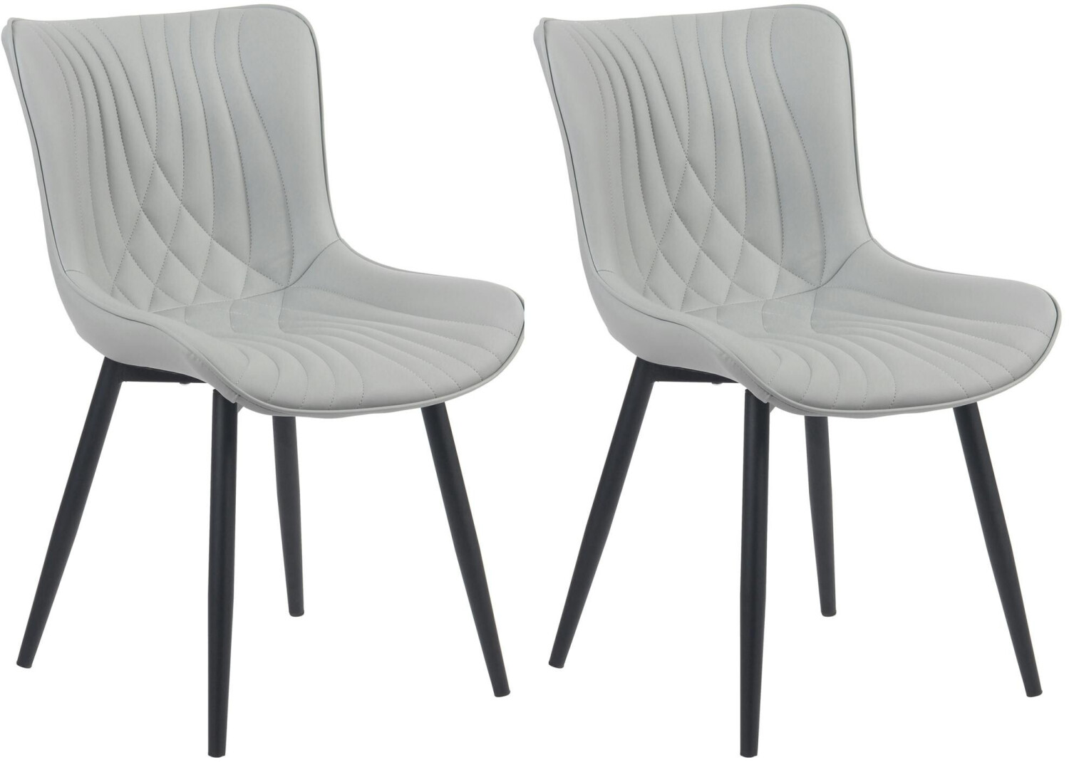 Deluke 2er Set Stühle KELCE Kunstleder 80,5x50x62cm grau Kunstleder ...