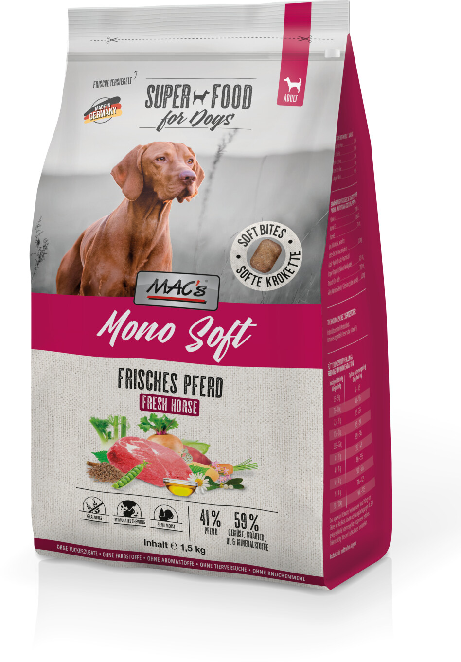 MAC's Mono Soft Frisches Pferd Hundefutter ab 11.6 € | Vergleiche 28 ...