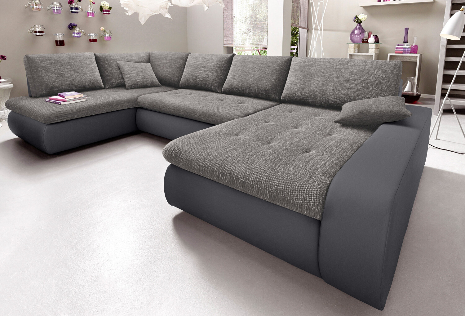 Trendmanufaktur Wohnlandschaft Indie Sitzkomfort U-Form 335x86x179cm ...