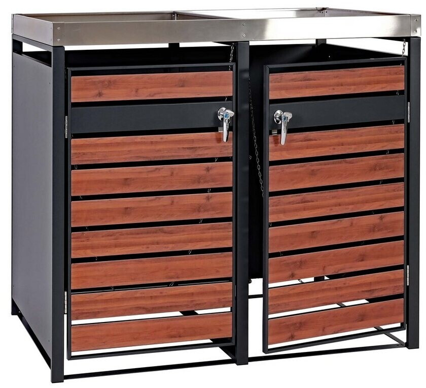 MCW Mülltonnenverkleidung J81 2 x 240 Liter 125 x 132 x 80 cm Kirsche-Holzoptik ab 649,99 ...