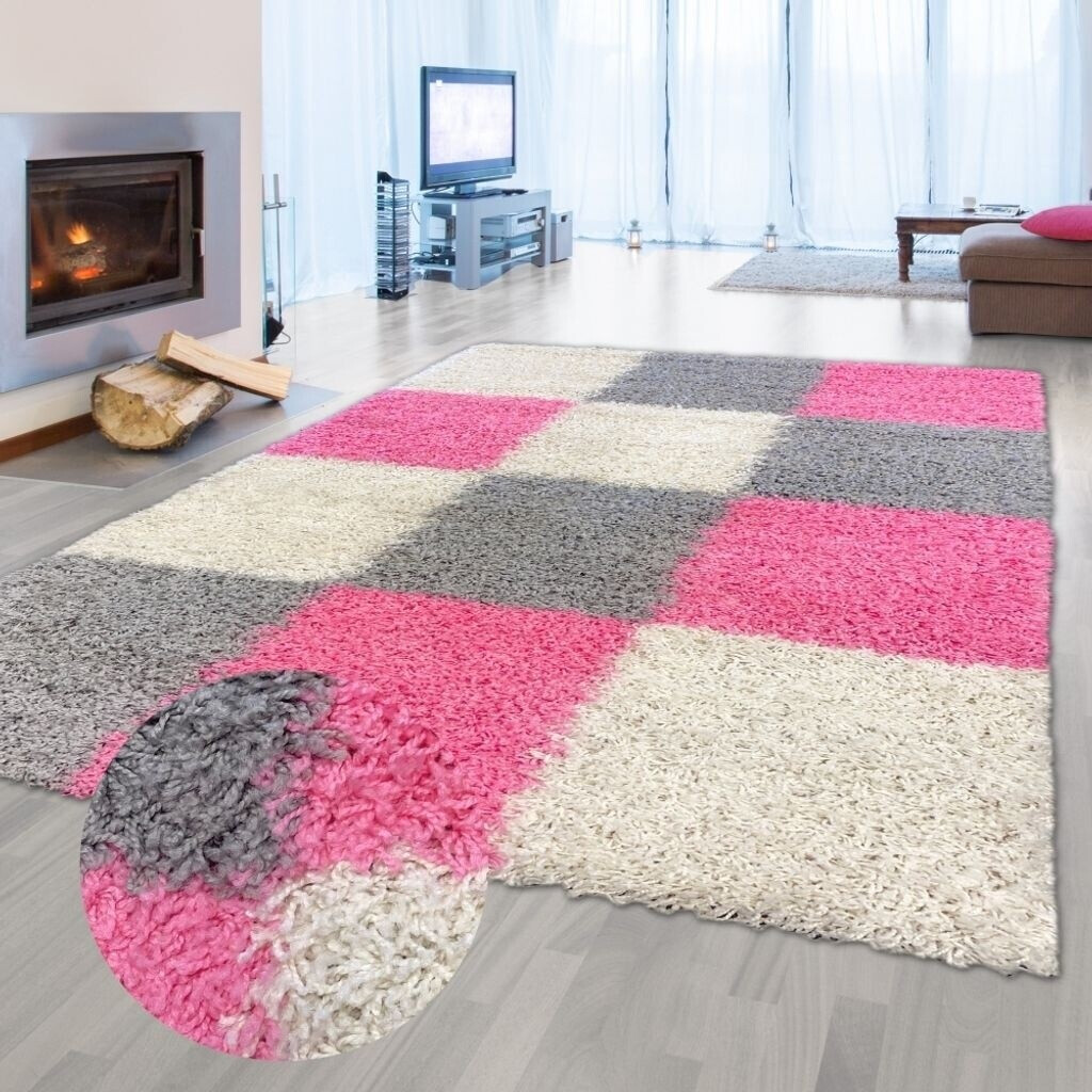 Teppich-Traum Shaggy Teppich Hochflor Langflor Gemustert Karo Design ...
