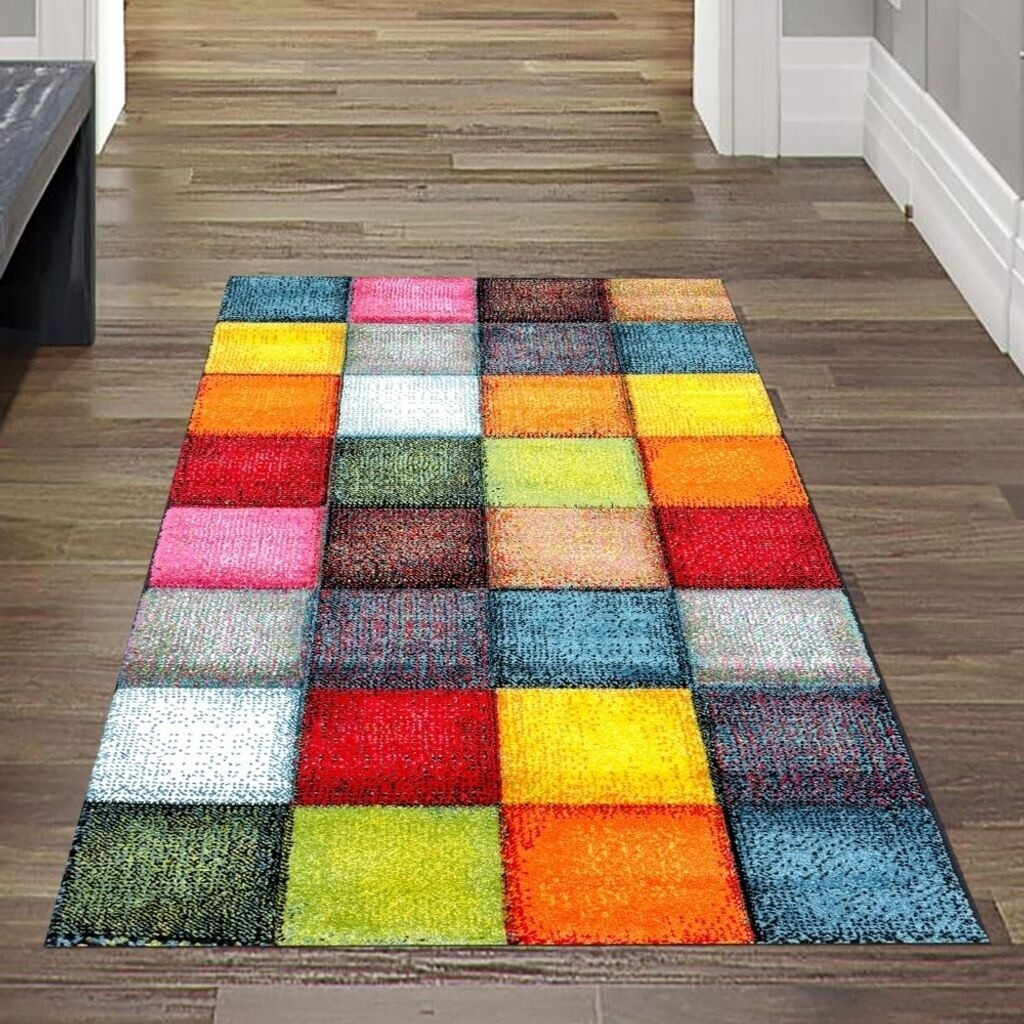 Teppich-Traum Teppich modern Teppich Karo Design Multifarben 80x150 cm ...