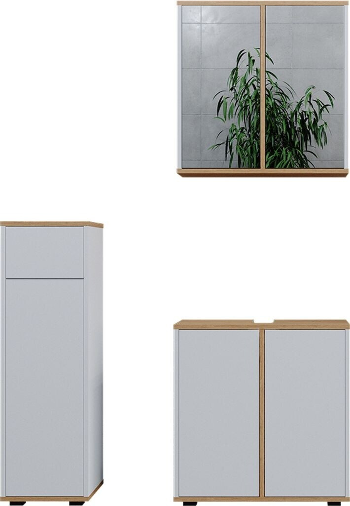 VICCO Badmöbel-Set Didi Weiß Eiche 3 Teile Midischrank mit Schublade ...