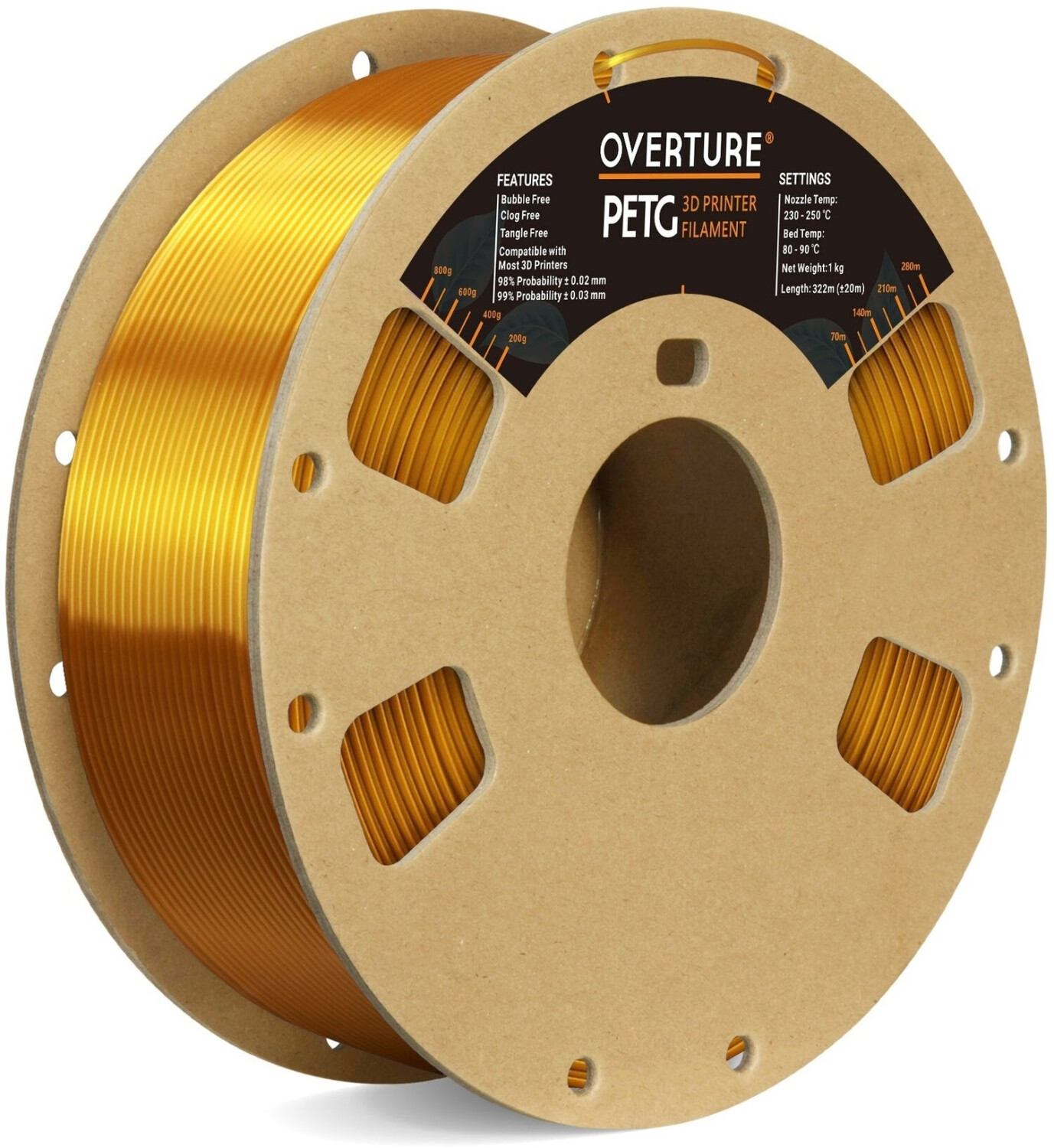 Overture PETG Filament 1,75mm 1kg Gold ab 21,99 € | Preisvergleich bei idealo.de