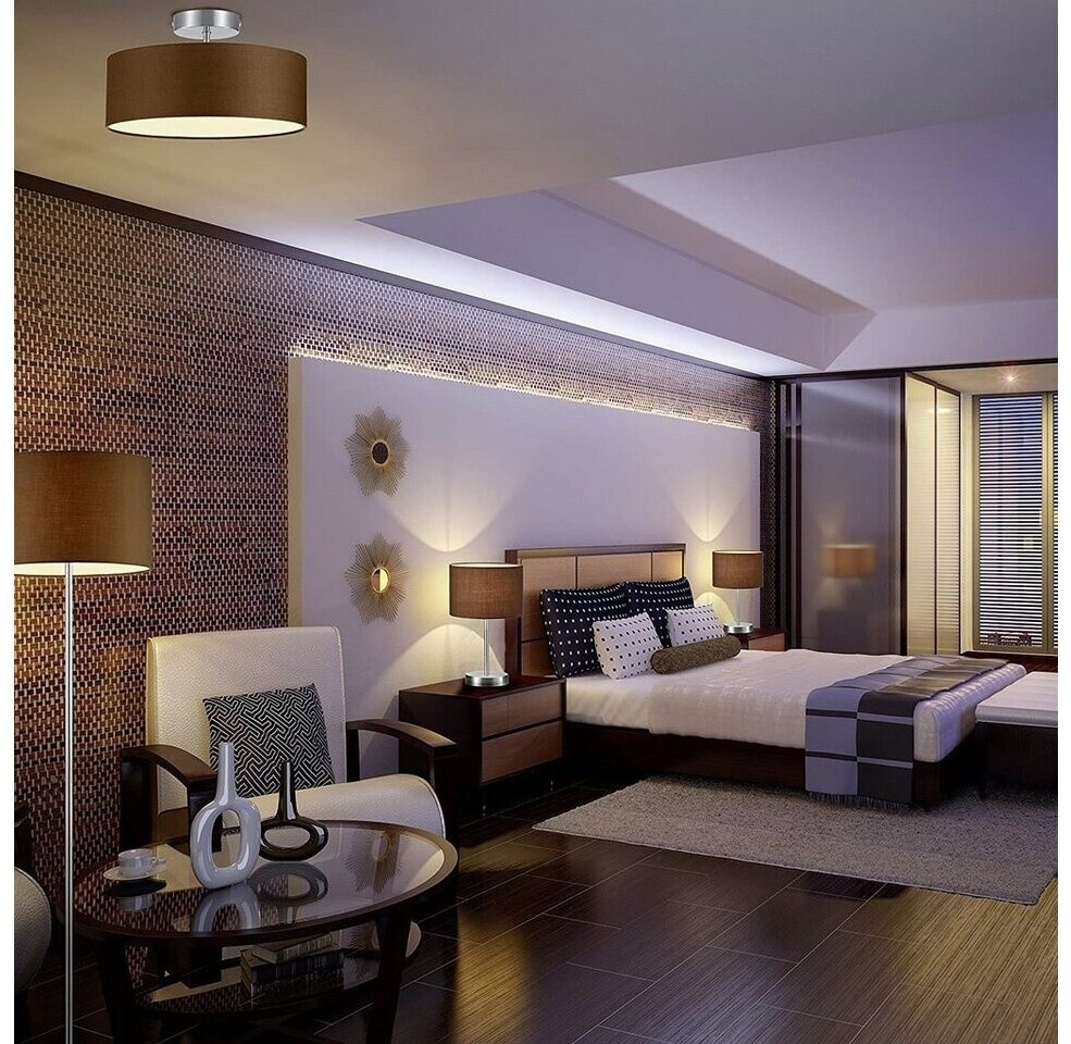 lightling modern Deckenleuchte in nickel matt, Stoffschirm schwarz, 2 x ...