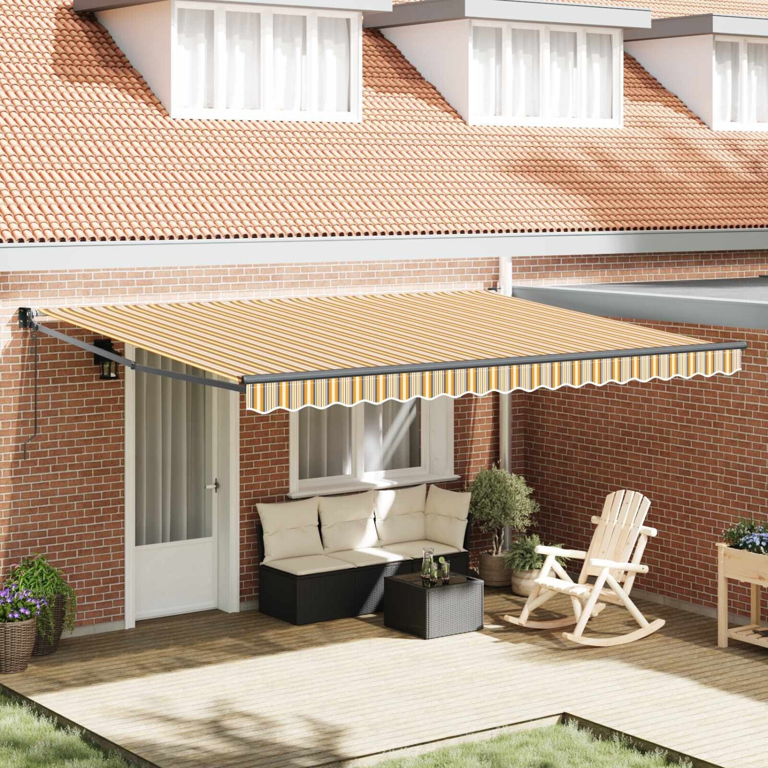 vidaXL Automatische Markise mit bunten Streifen 450 x 300 cm (3330952 ...
