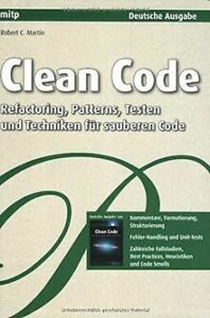 Clean Code - Deutsche Ausgabe (Robert C. Martin) [Paperback] a € 56,27 ...