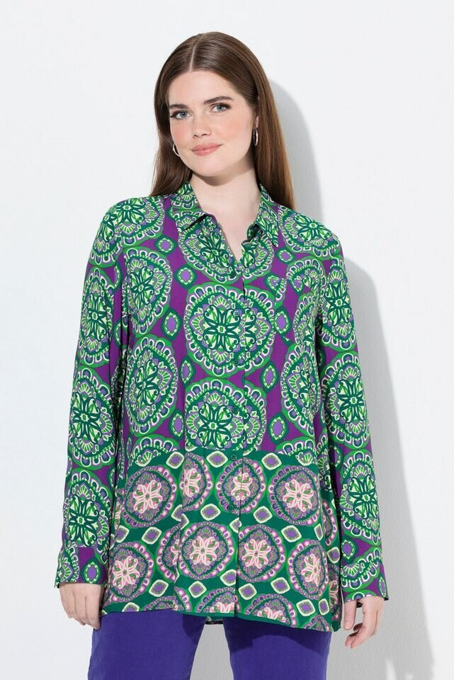 Buy Ulla Popken Blouse Ornaments Shirt Collar olive from £52.39 (Today ...