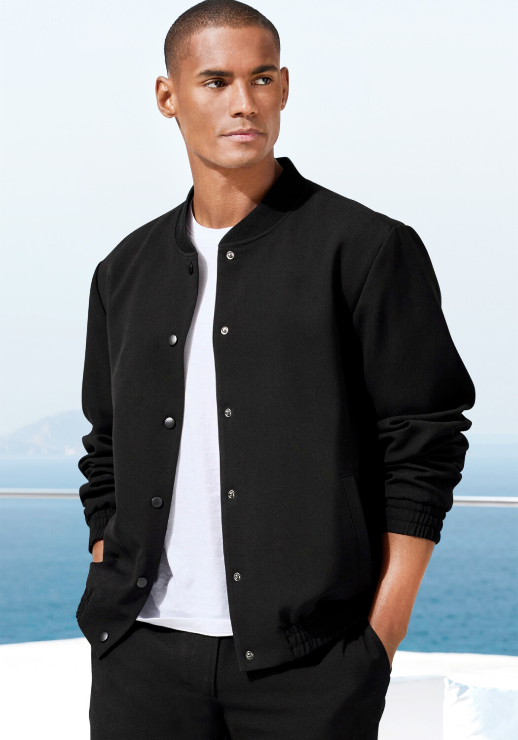John Devin Blouson with Ribbed Collar black au meilleur prix sur idealo.fr