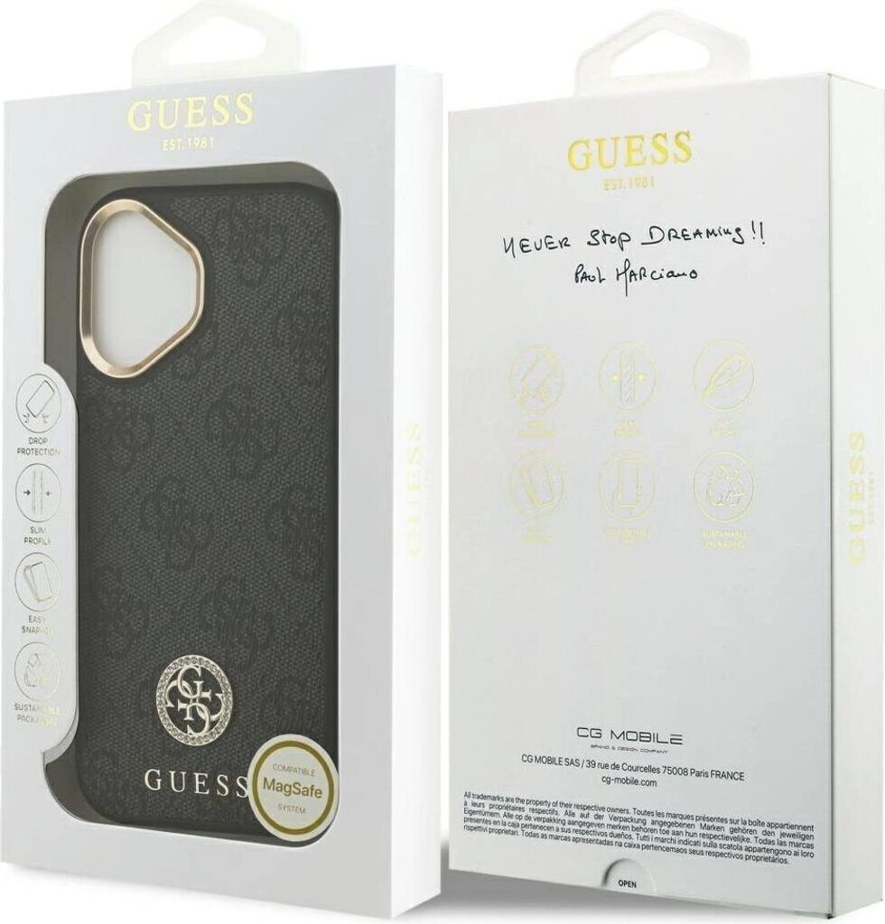 Guess Phone case for iPhone 17 4G Rhinestone Logo with MagSafe black ...