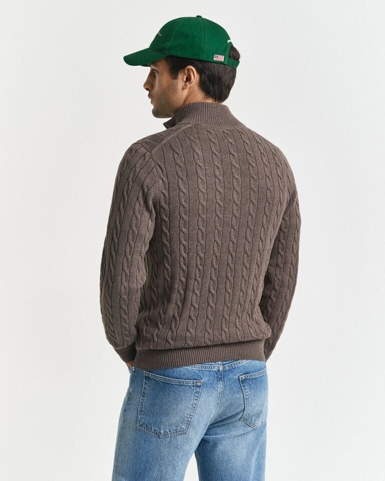 Buy GANT Lambswool Cable Knit Troyer brown beige from £92.56 (Today ...