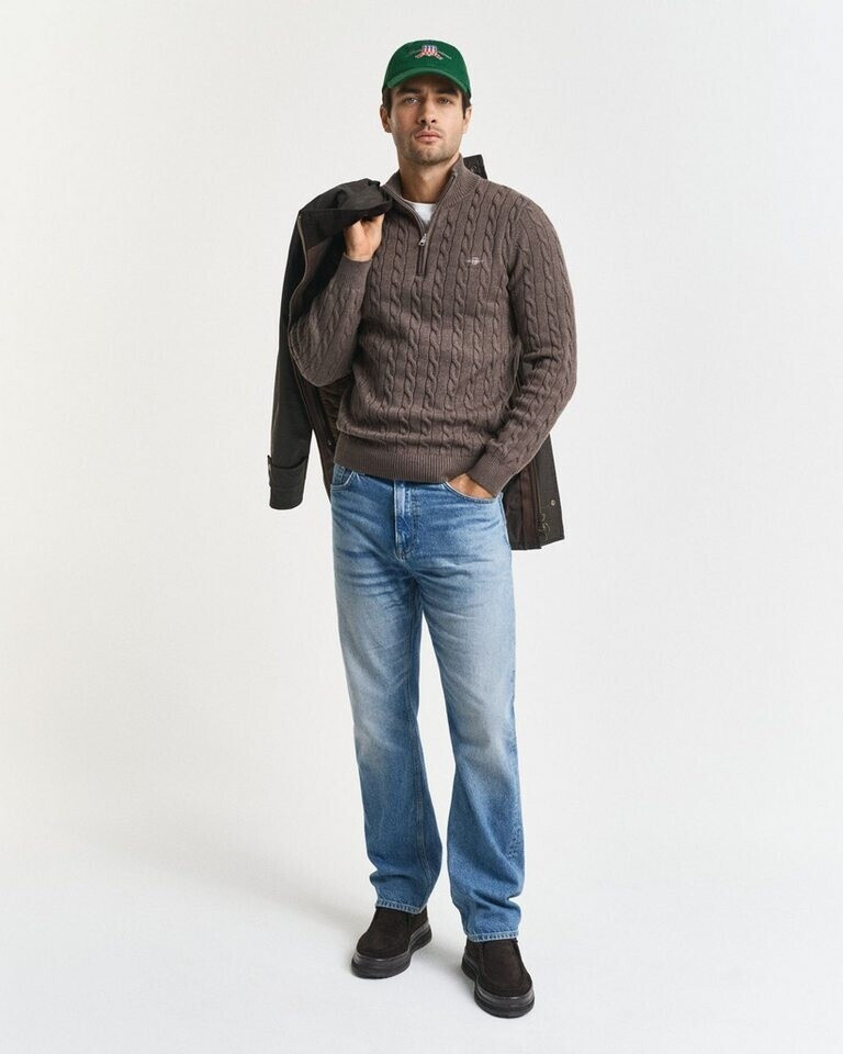 Buy GANT Lambswool Cable Knit Troyer brown beige from £92.56 (Today ...