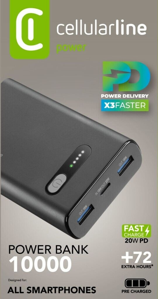 Cellular Line Power Bank Fast PD 10000mAh ab 23,46 € | Preisvergleich ...