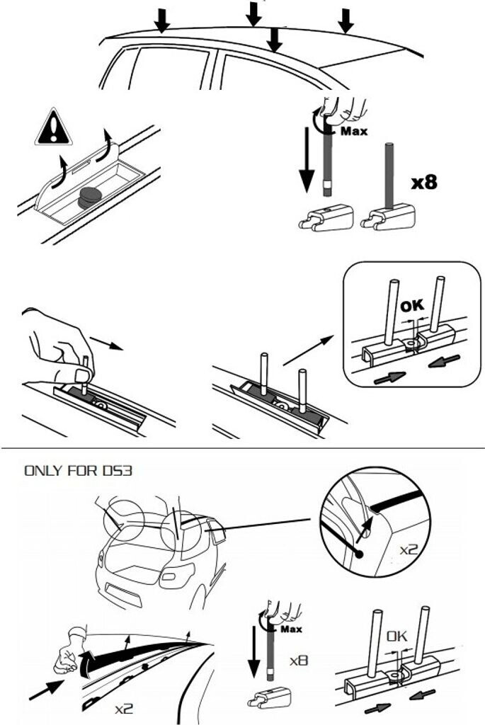 VDP 4x Bike Pro + Dachträger EVO ALU kompatibel mit für Peugeot 207 3-5 Türer 2006-2015 (VDP ...
