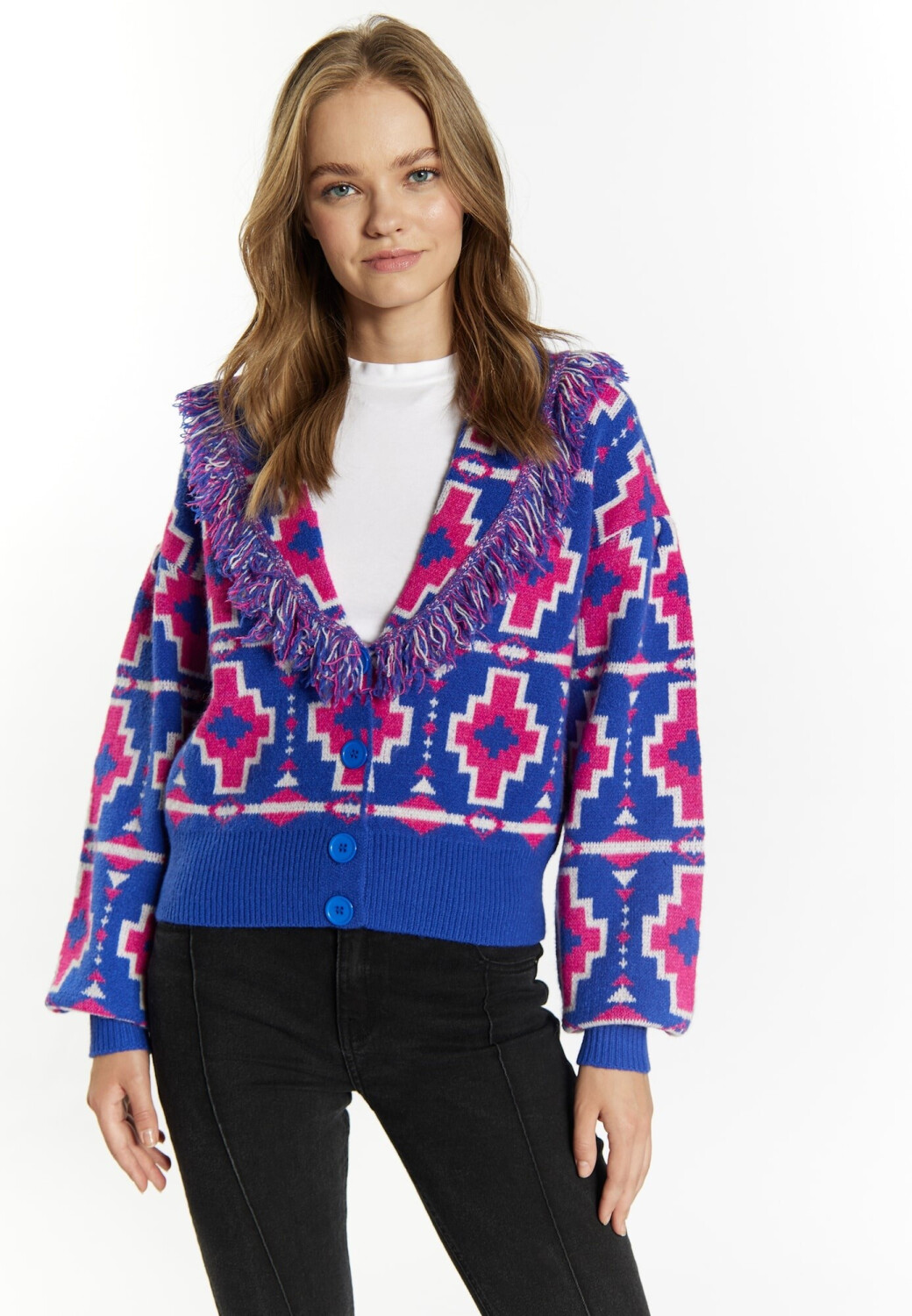 IZIA Cardigan with ethnic pattern (IZI3185003000002) blue/raspberry ...