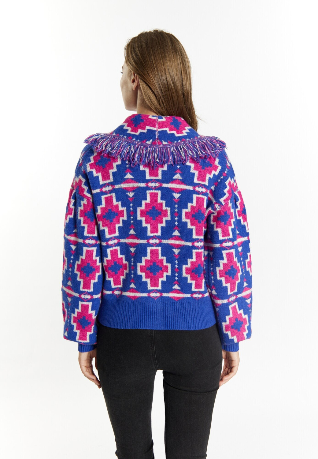 IZIA Cardigan with ethnic pattern (IZI3185003000002) blue/raspberry ...