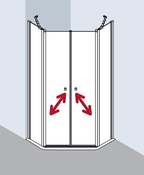 Kermi Fünfeck Ibiza 2000 B35 800x2000mm weiß Einscheiben ...