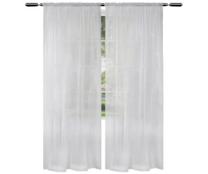 Woltu Curtain with pleated tape linen look semi-transparent 140x225cm ...