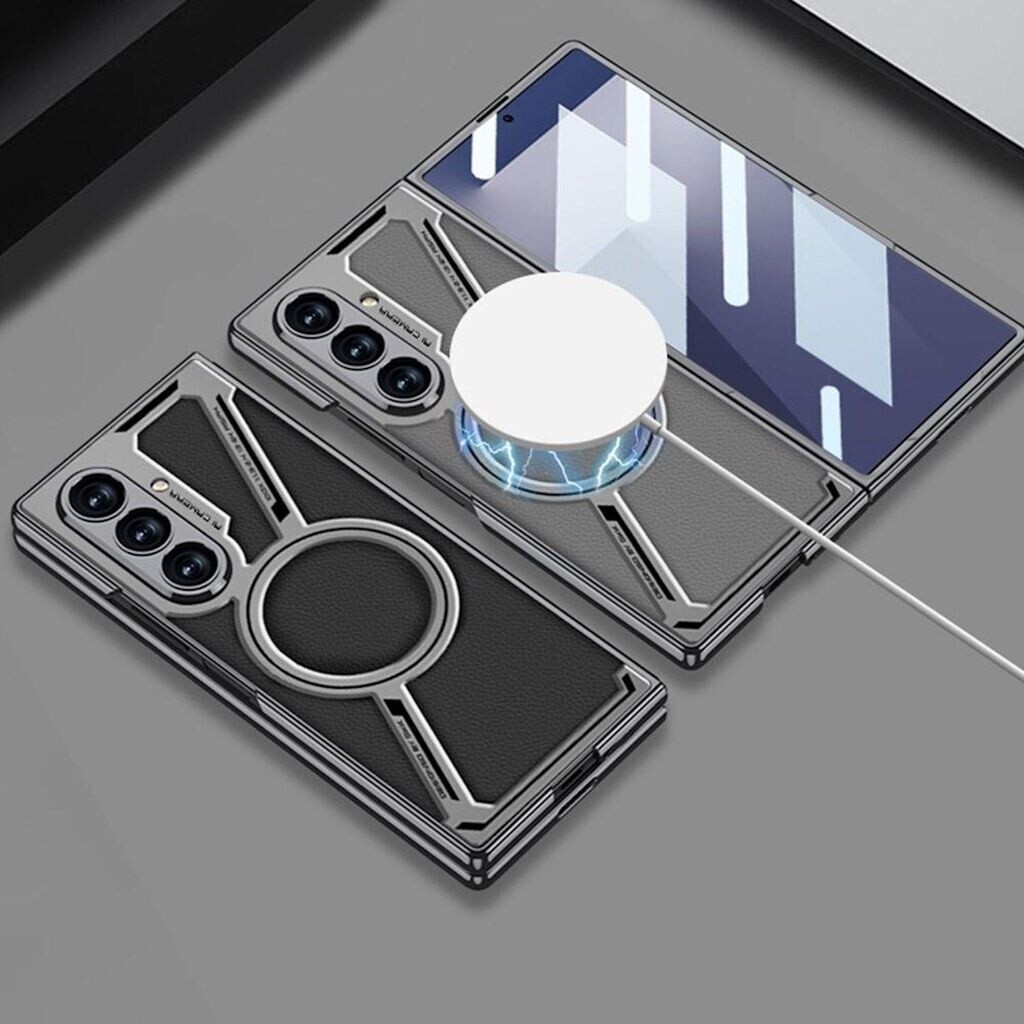 Wigento Für Samsung Galaxy Z Fold7 5G GKK Electroplating MagSafe Leder ...