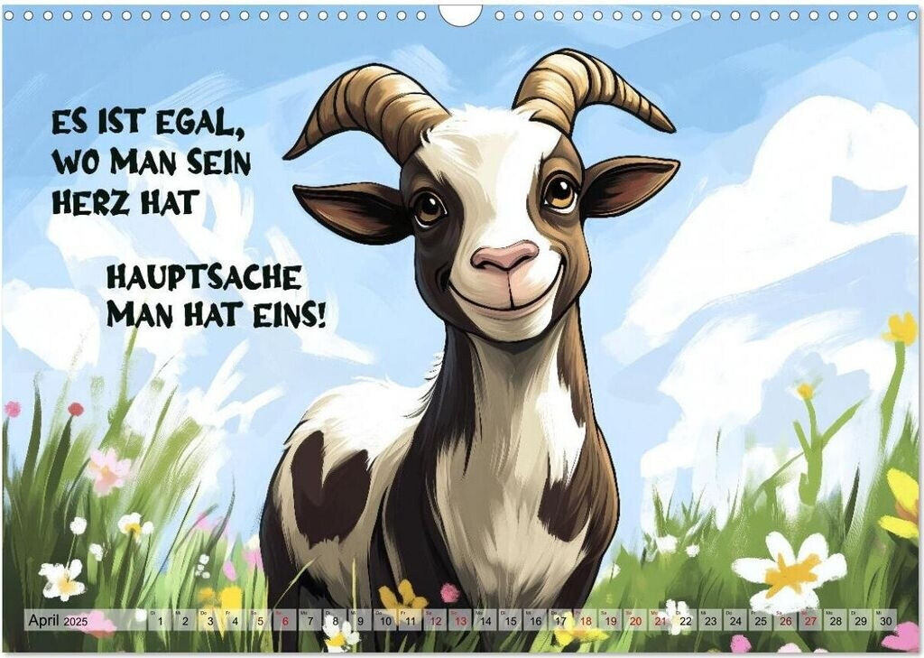 Calvendo Ziegen, süß aber psycho (Wandkalender 2025 DIN A3 quer), Monatskalender (ISBN: 978-3 ...