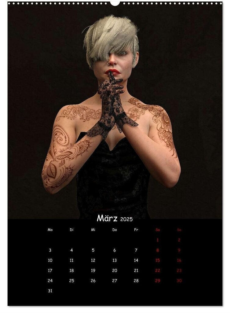 Calvendo Portraits von tätowierten Frauen (Wandkalender 2025 DIN A2 hoch), Monatskalender (ISBN ...