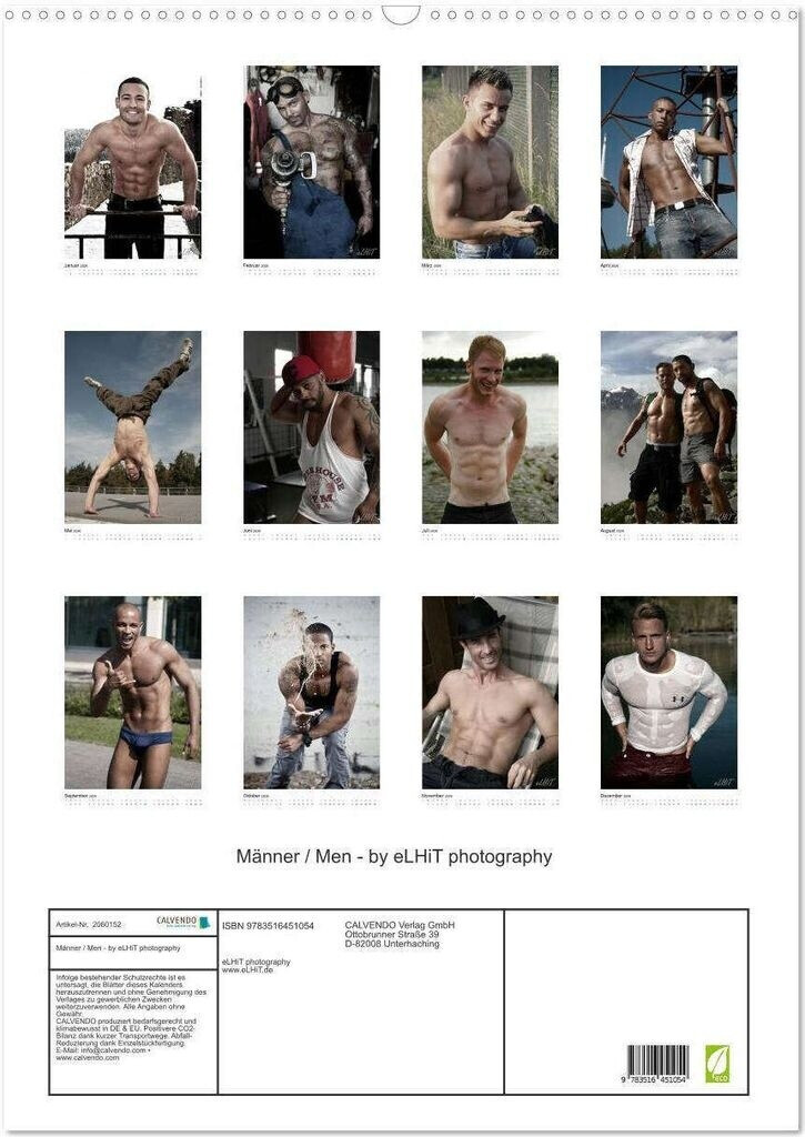 Calvendo Männer / Men by eLHiT photography (Wandkalender 2026 DIN A2 hoch), Monatskalender (ISBN ...