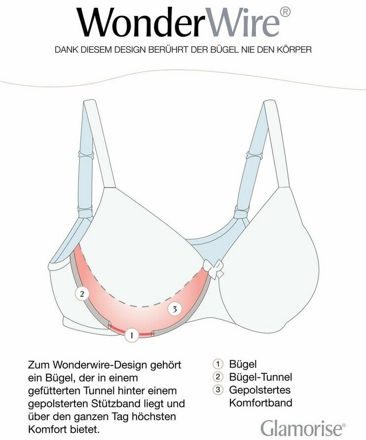 Glamorise T-back bra with front closure and lace (9246) black plum au ...