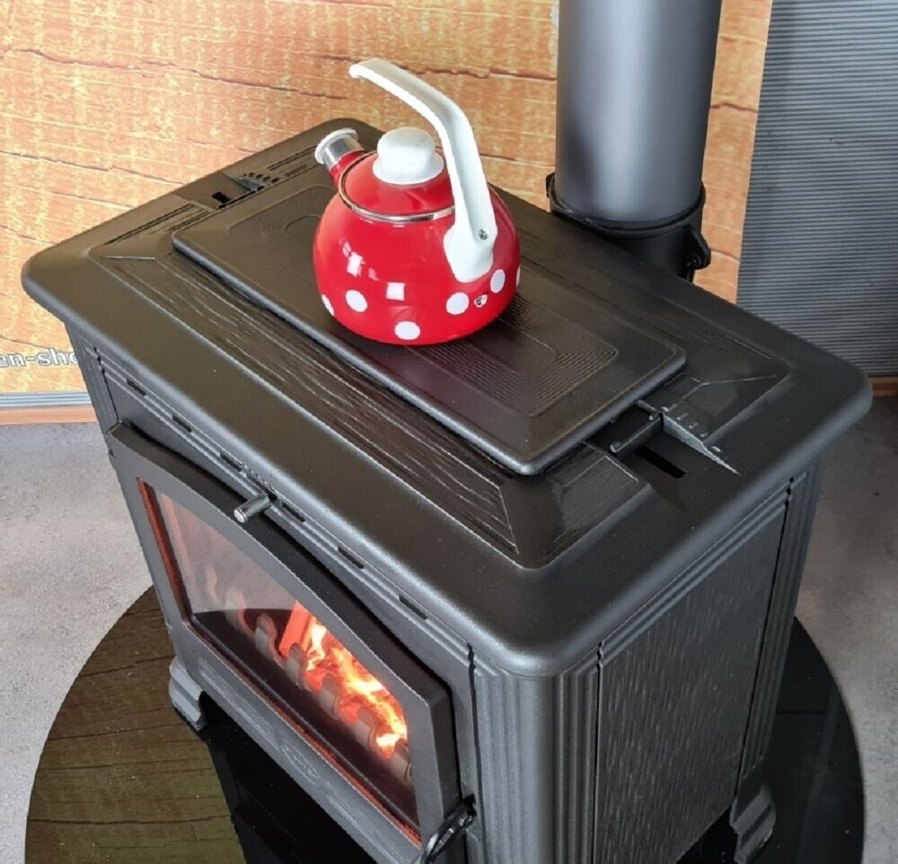 Plamen Tena cast iron stove with hob 9.5 kW grey au meilleur prix sur idealo.fr