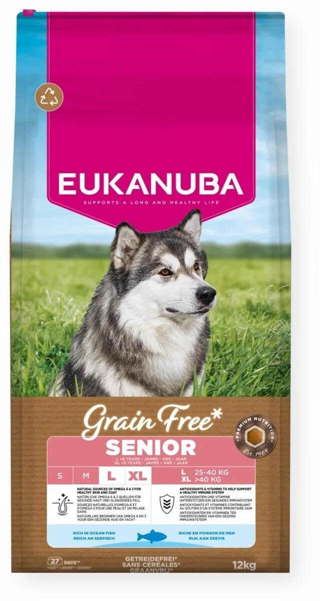 Eukanuba Grain-Free Senior Dry Dog Food with Fish for Senior Dogs Large ...