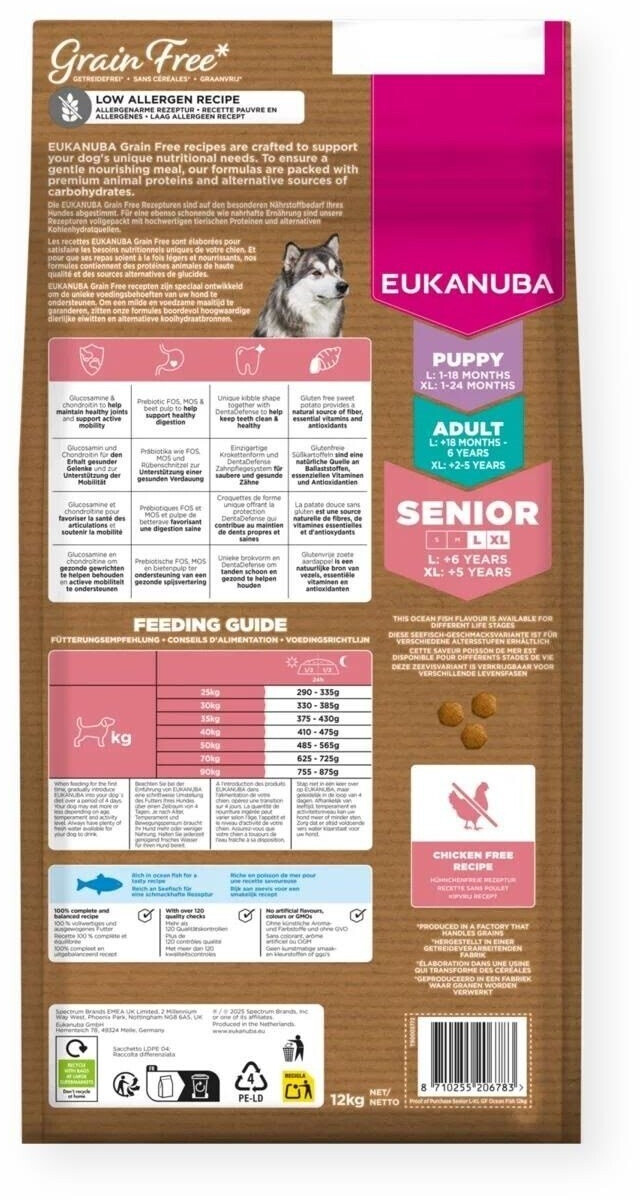 Eukanuba Grain-Free Senior Dry Dog Food with Fish for Senior Dogs Large ...