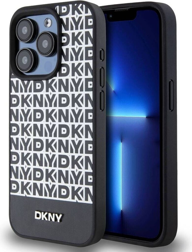 DKNY MagSafe Leather Case Printed Pattern Metal Logo iPhone 15 Pro ...
