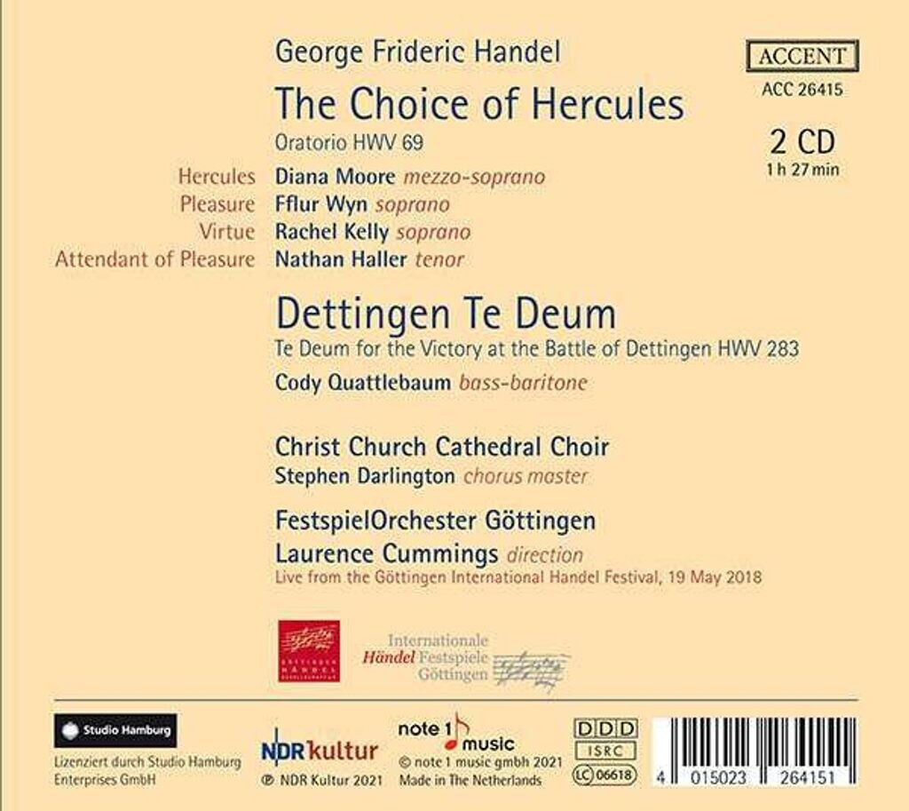 Accent Georg Friedrich Händel: The Choice of Hercules HWV 69, Dettingen ...