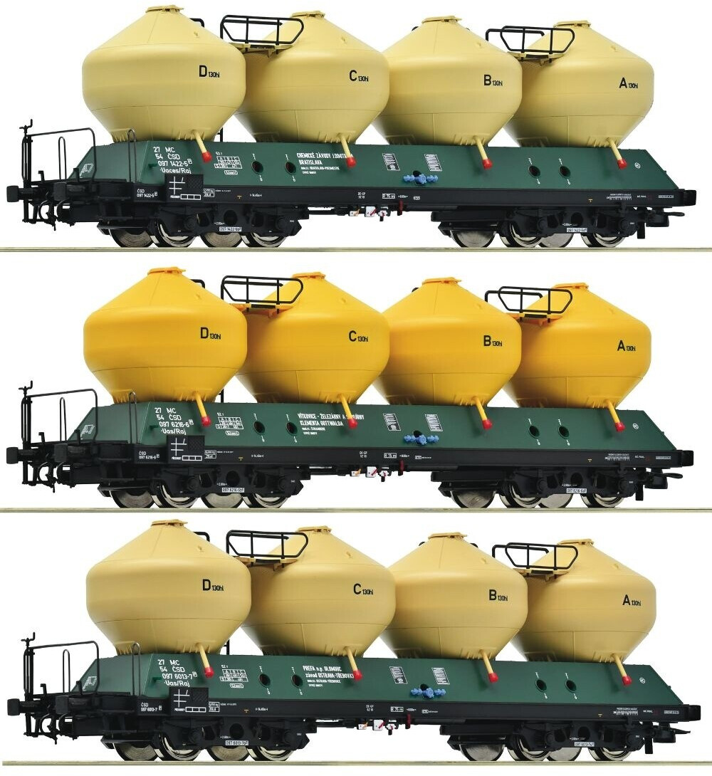 Roco 6600177 3-tlg Set Silowagen Gattung Raj CSD 1:87 Spur H0 DC ab 198 ...