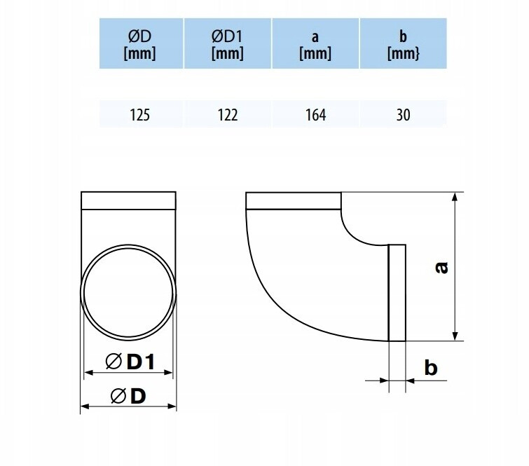 Vents Round pipe bend, 90° bend, ventilation duct DN 125 mm au meilleur ...