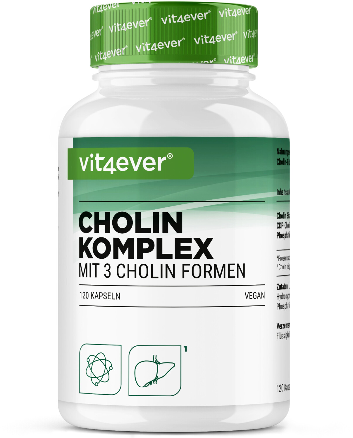 Vit4ever Cholin Komplex mit 3 Cholin Formen 120 Kapseln ab 21,99 ...