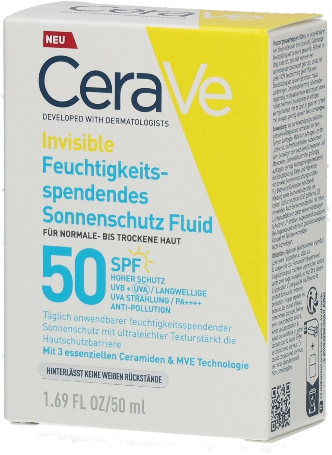 CeraVe Invisible Feuchtigkeitsspendendes Sonnenschutz Fluid LSF 50 (50 ...