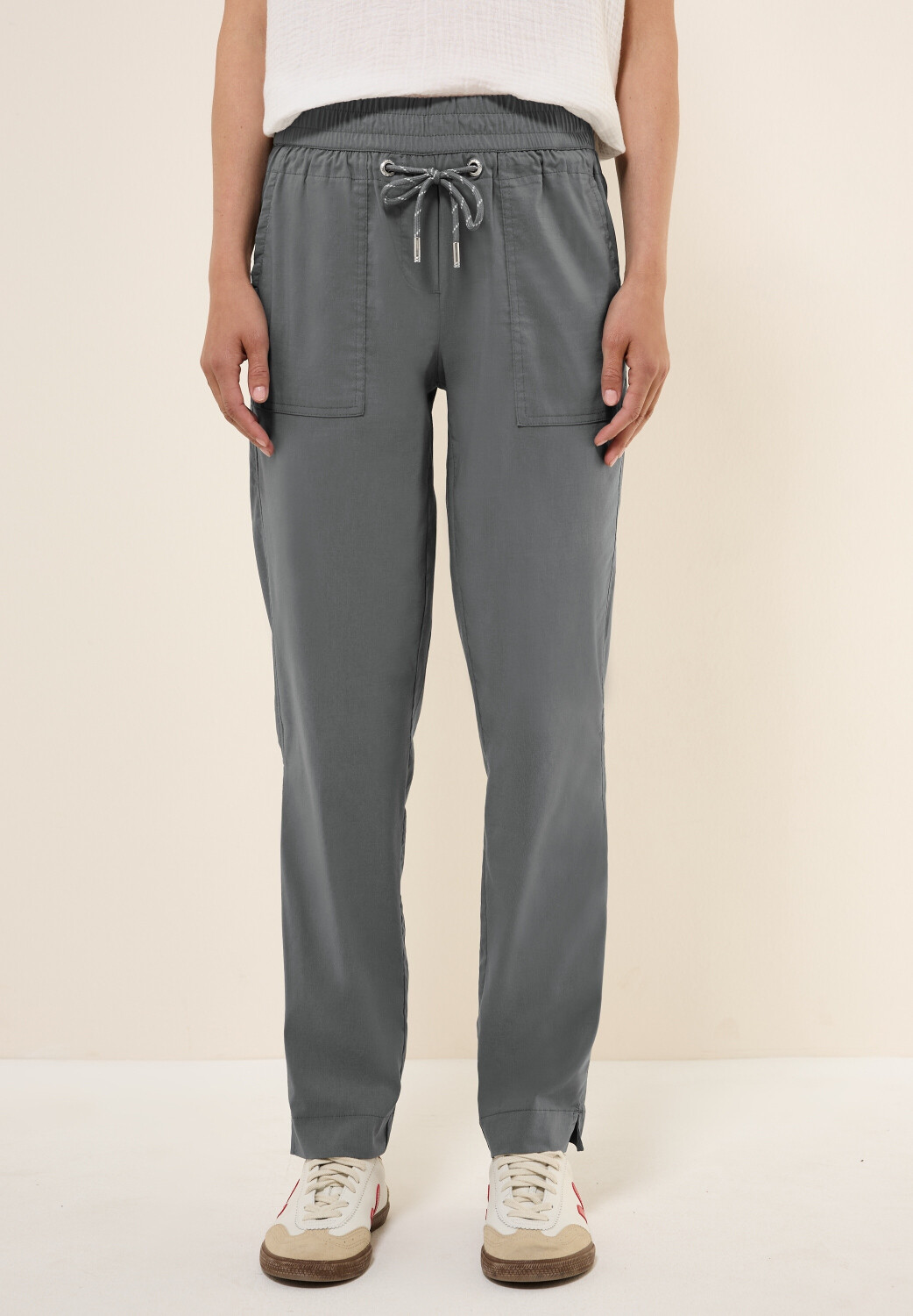 Cecil Wide Leg Hose mit Glitzerband (16079537) graphite light grau ab ...