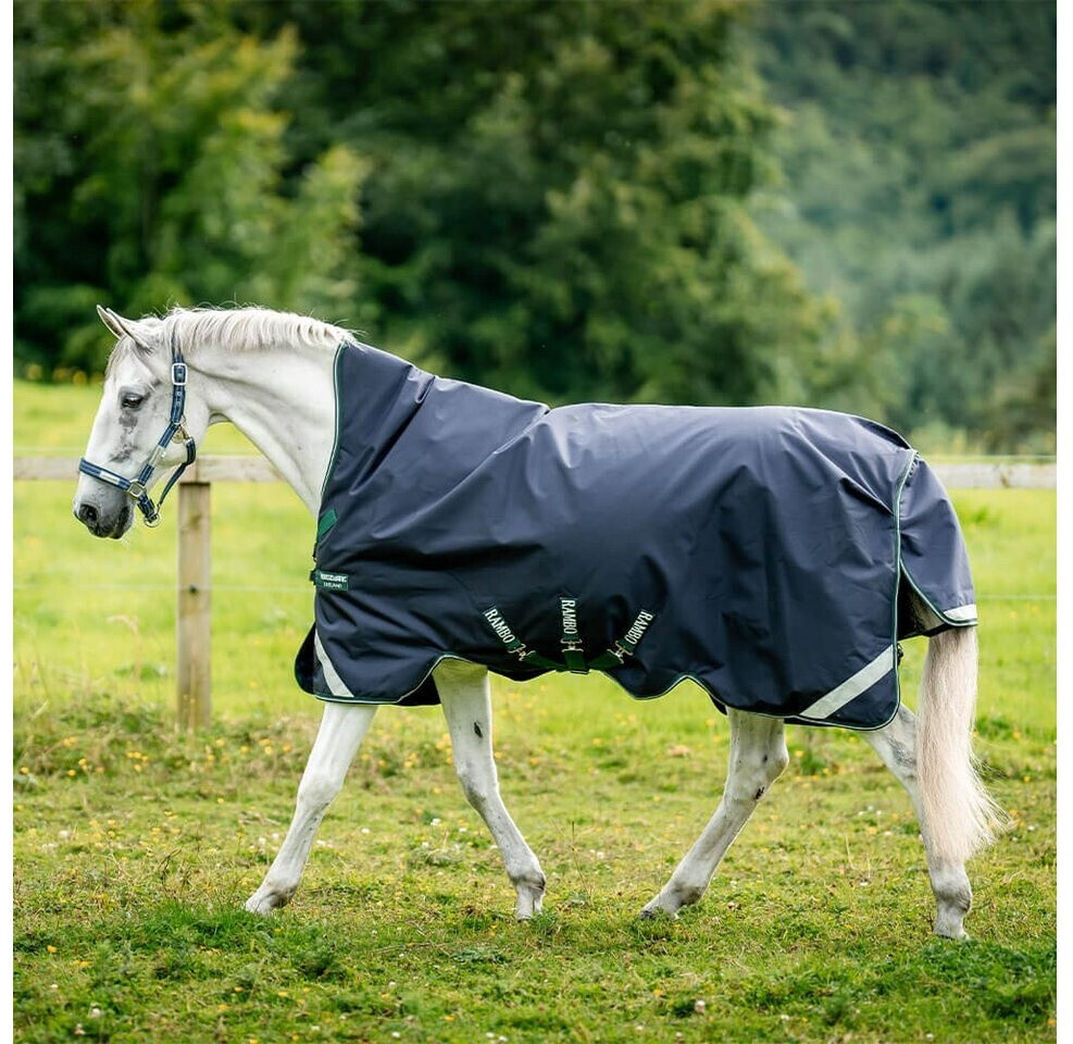 Horseware Rambo 1680D Wug Turnout 0g Navy/Hunter Green & Silver 160 ab ...