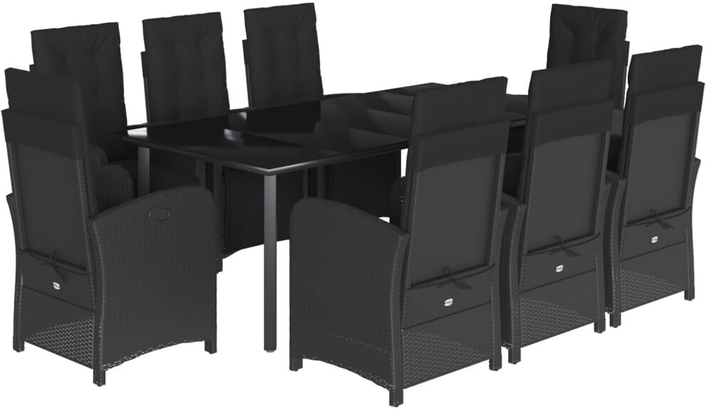 The Living Store Garten-Essgruppe 9-tlg. mit Kissen, Poly Rattan ...