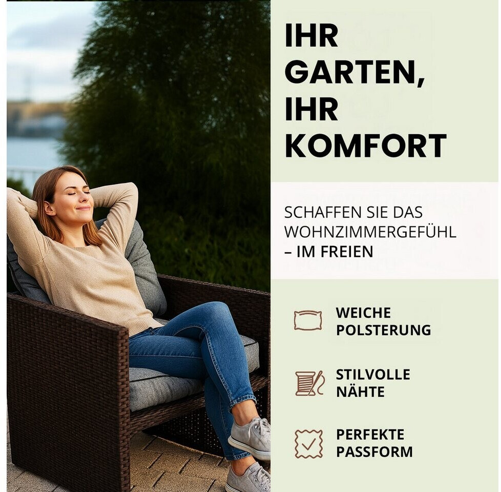 Hobbygarden Emma Tech Sitz- & Rückenkissen-Set für Rattan Lounge ...