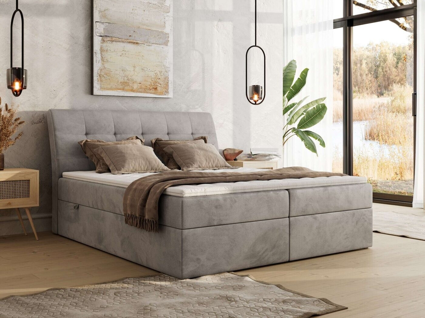 MKS Meble Dagos Boxspringbett 160x200cm mit Bettkasten, Visco-Topper, 7 ...
