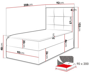 Mirjan24 Boxspringbett Mini 2 Einzelbett mit Bettkasten, Topper ...