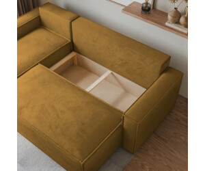 Masseno Ravelo M Ecksofa L-Form mit Schlaffunktion & Bettkasten, Gelb ...