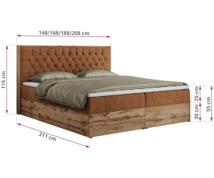 MKS Meble Amore Boxspringbett mit Bettkasten, Eiche-Optik, 160x200cm ...