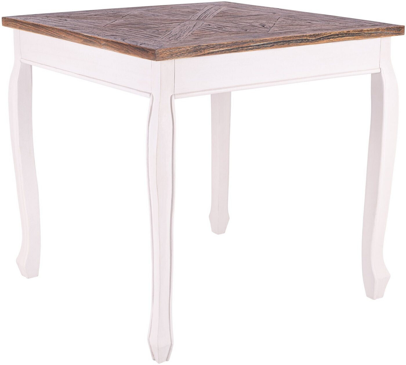 CLP Lindon Esstisch 80x80cm Ulmenholz Shabby Chic weiß/braun (327312 ...